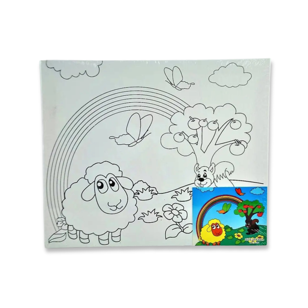 Tableau à Colorier 25×30 cm 🐑 | Avec Aquarelle & Pinceau | Oneaday